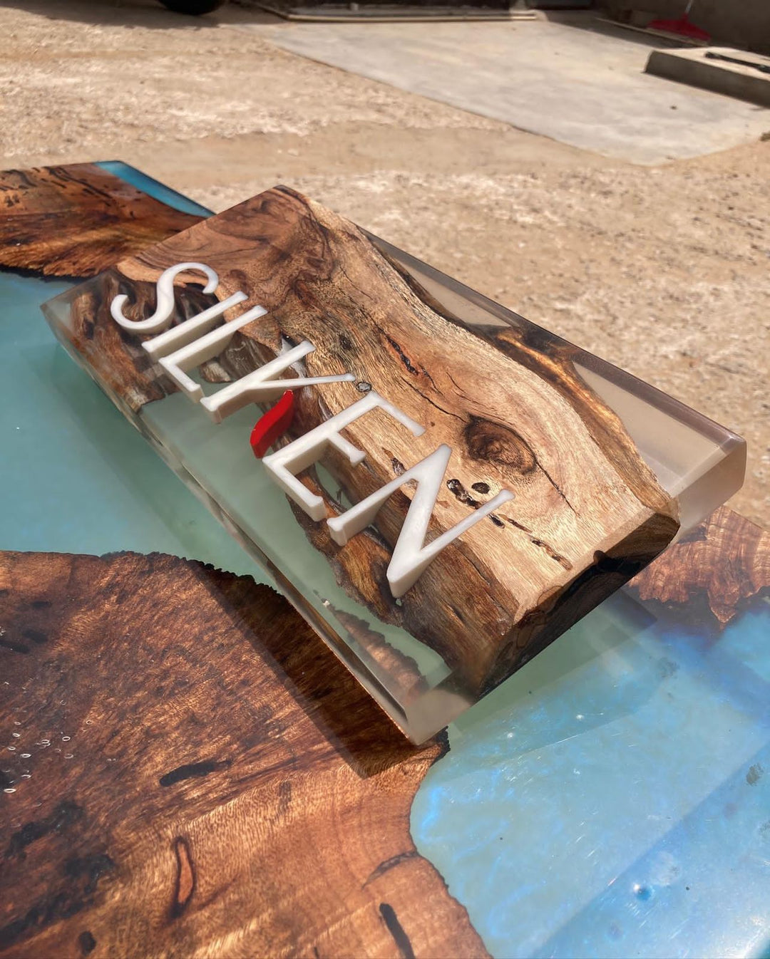 Customized Wood & Epoxy Resin Name Plate – Silken