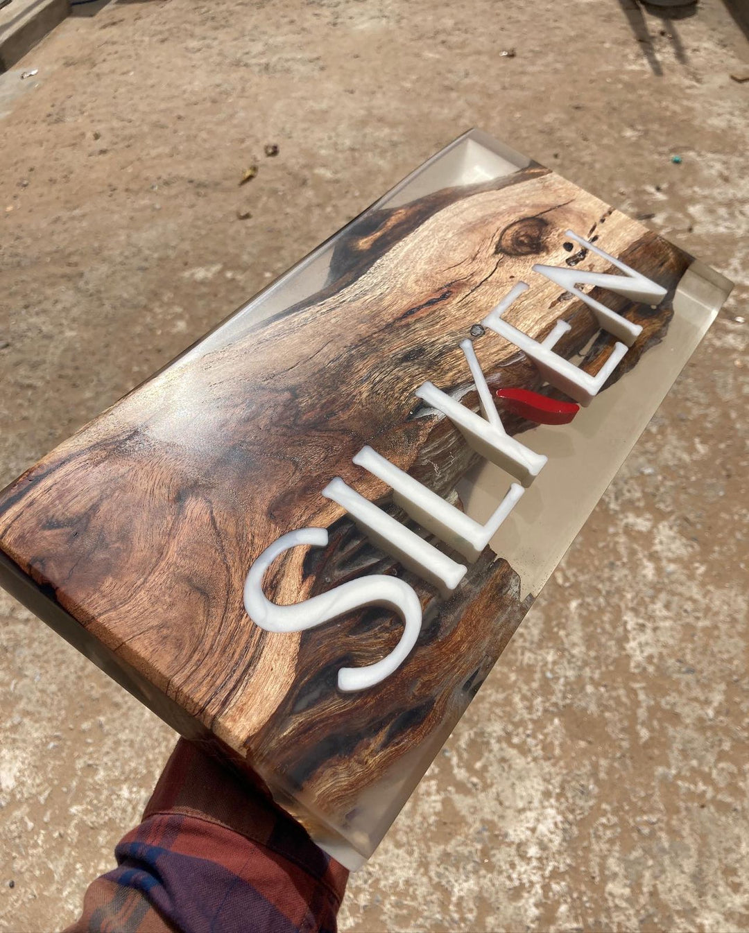 Customized Wood & Epoxy Resin Name Plate – Silken