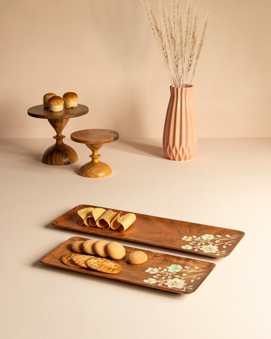 Enchanted Aura Wood Hand Painted Serving Platter (Set of 2) – Silken