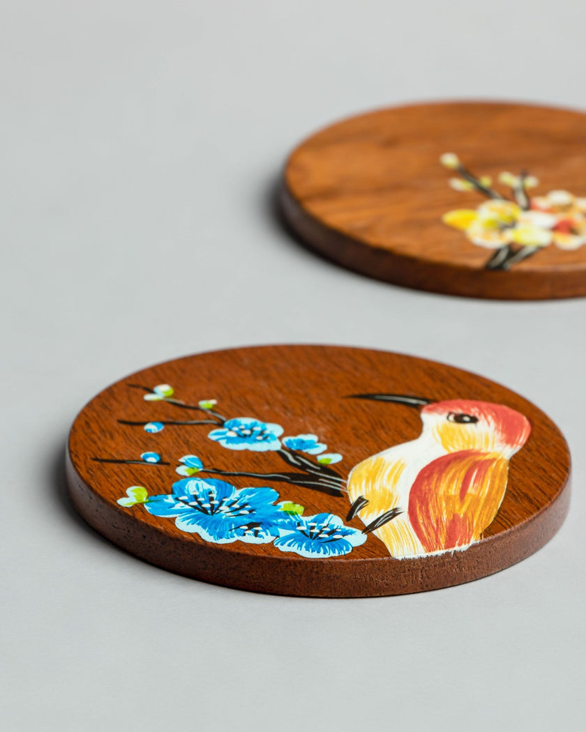 Humming-Bird Wooden Coasters - Set of 4 – Silken